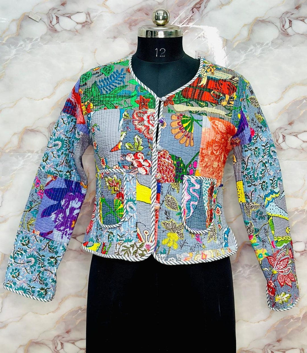 Patchwork Jacket Women Quilted Jacket for Women Colorful Printed ...