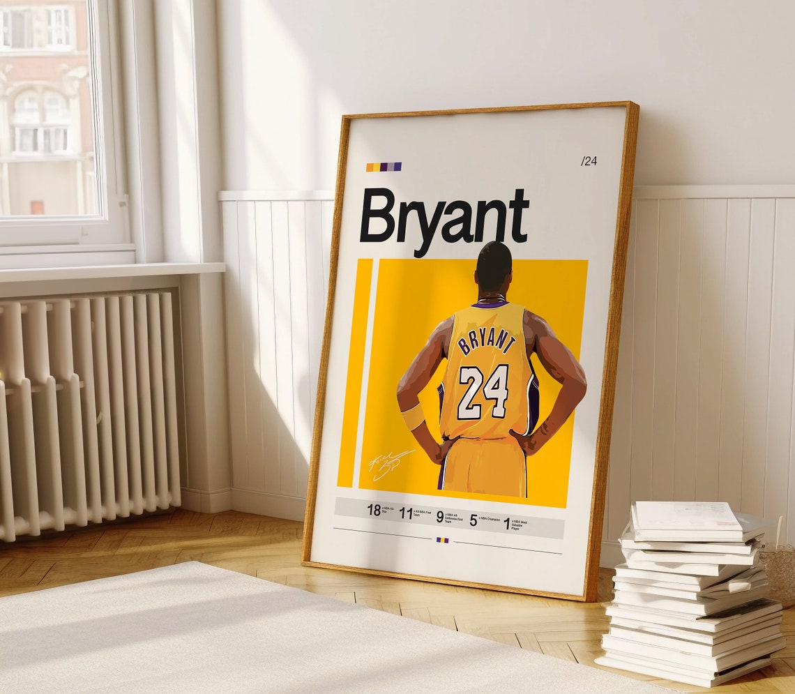 Kobe Bryant Poster, LA Lakers, NBA Poster Art Print, Basketball ...
