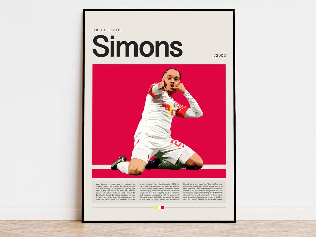 Xavi Simons Poster, RB Leipzig Poster, Soccer Gifts, Sports Poster ...
