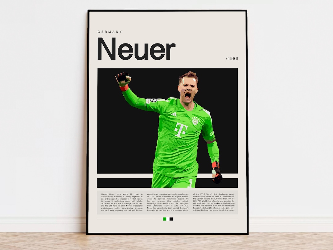 Manuel Neuer Poster, Bayern Munich Poster, Soccer Gifts, Sports Poster ...