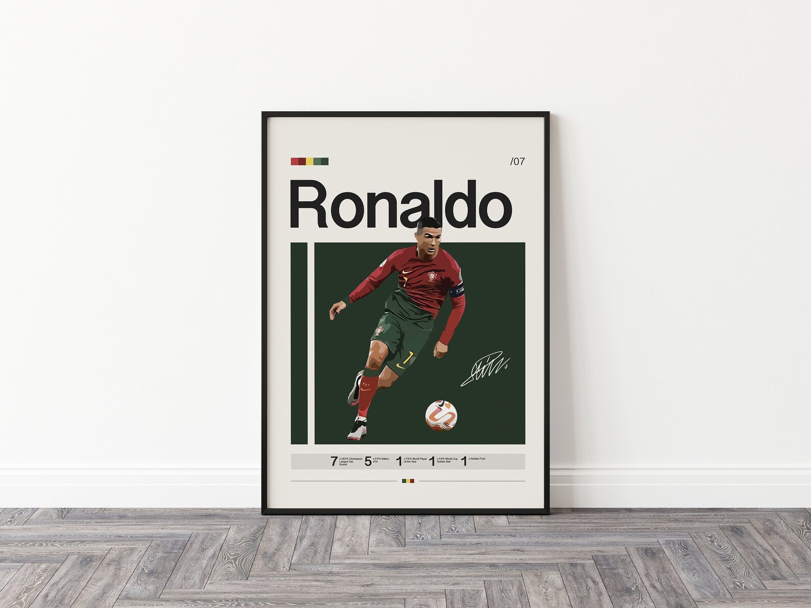 Cristiano Ronaldo Poster, Ronaldo Football Art Print, Football, Vintage ...