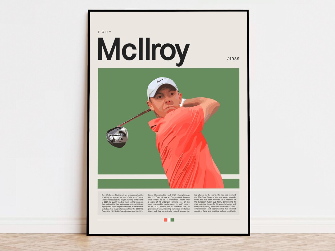 Rory Mcilroy Poster, Golf PGA Art Print, Golf Poster, Vintage Sports ...