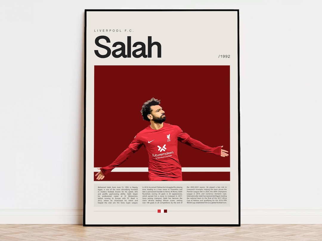 Mohamad Salah Poster, Egyptian Footballer Print, Soccer Gifts, Sports ...