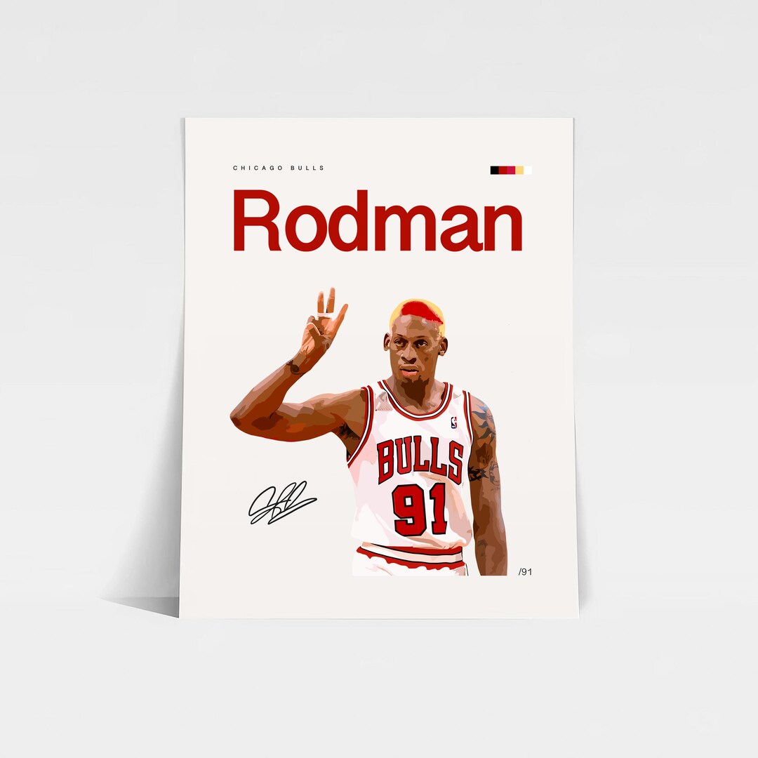 Dennis Rodman Poster, Chicago Bulls, NBA Poster Art Print, Basketball ...