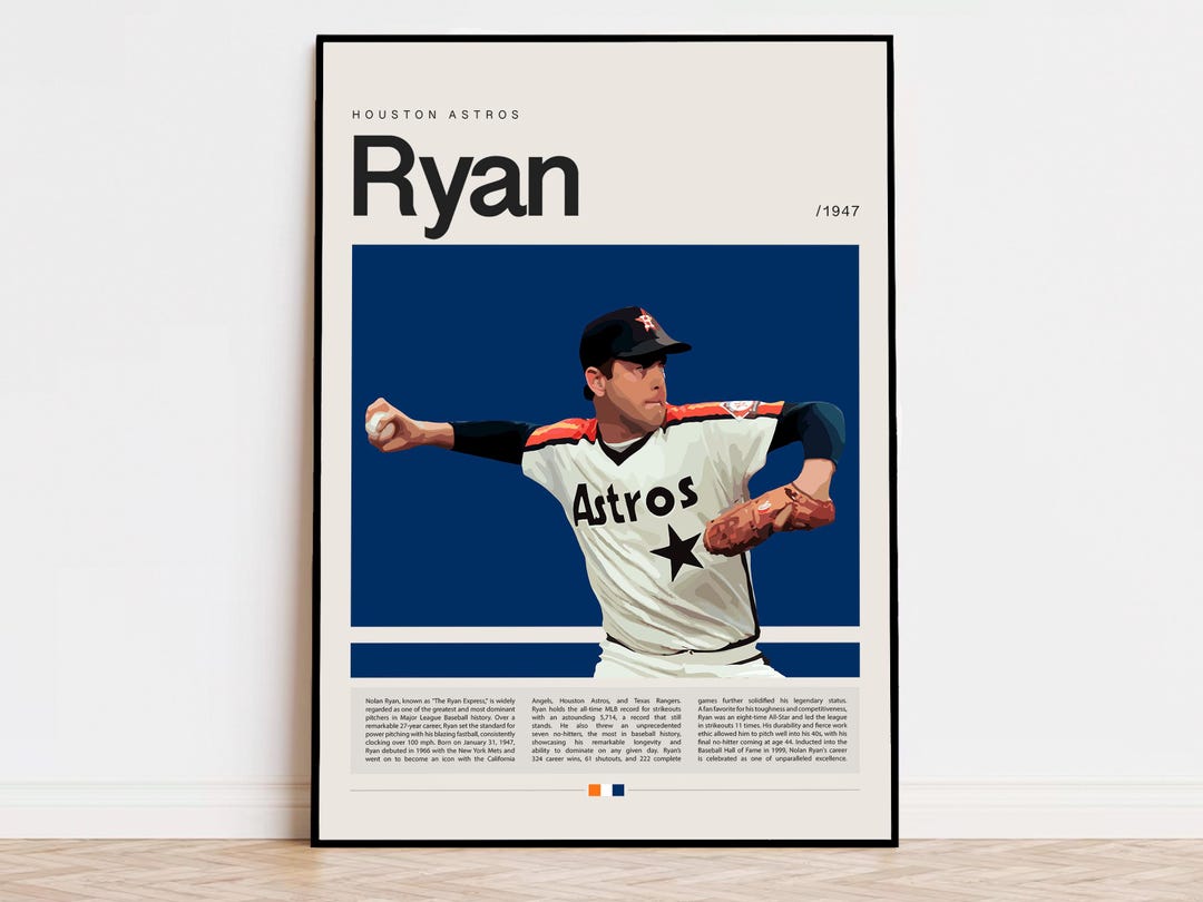 Nolan Ryan Poster, Houston Astros, Baseball Prints, Sports Poster ...