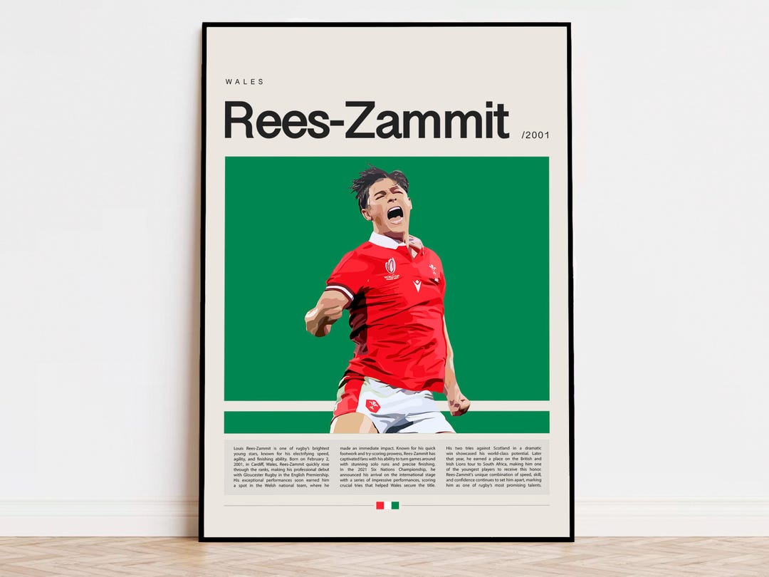 Louis Rees-zammit Poster, Welsh Poster, Rugby Decor, Rugby Poster ...