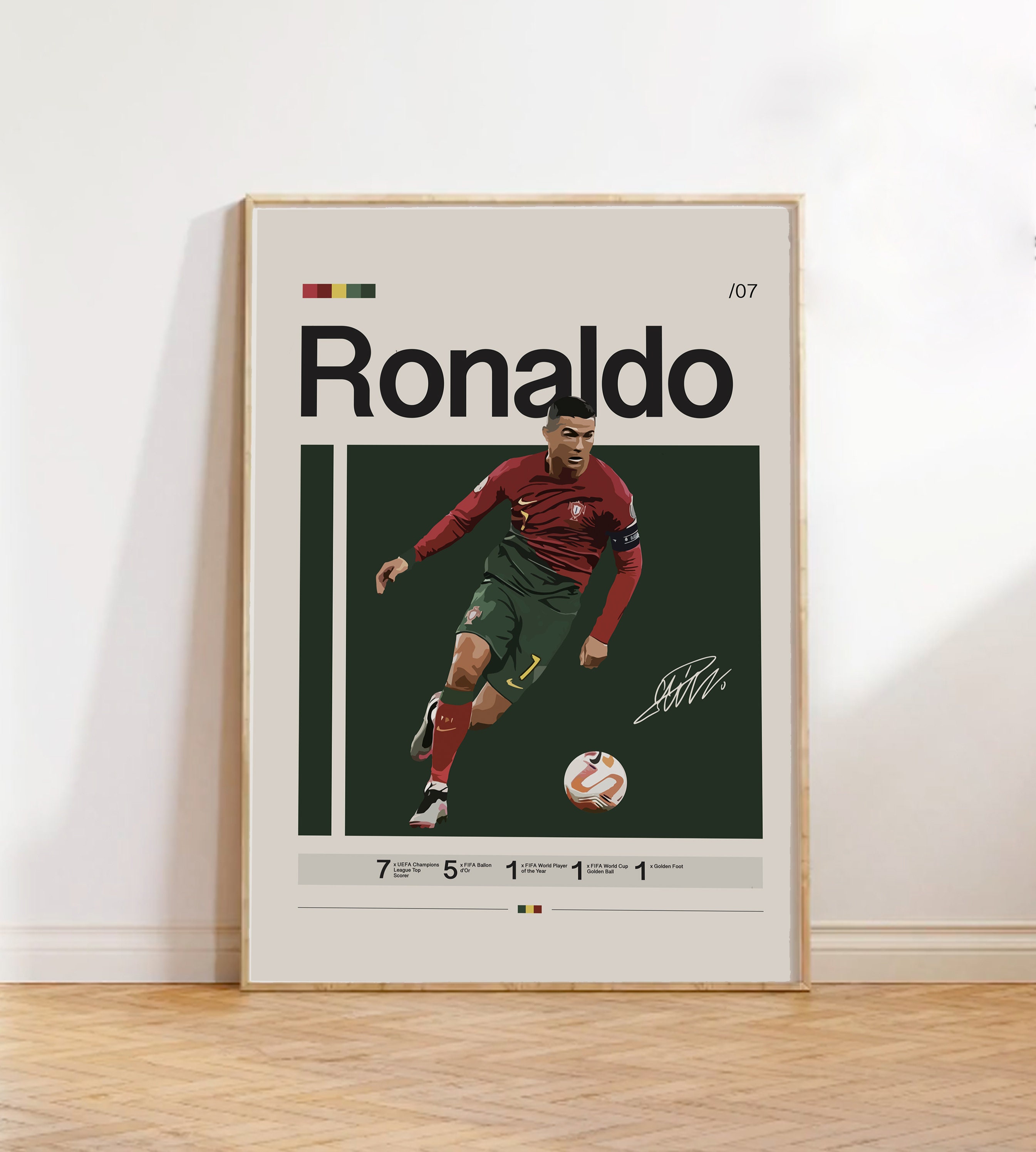 Cristiano Ronaldo Poster, Ronaldo Football Art Print, Football, Vintage ...