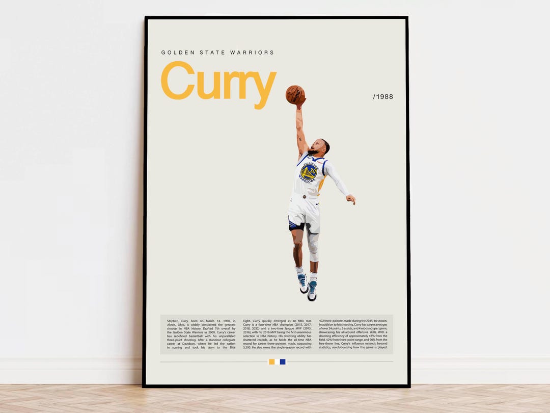 Steph Curry Poster, Golden State Warriors, NBA Poster Art Print ...
