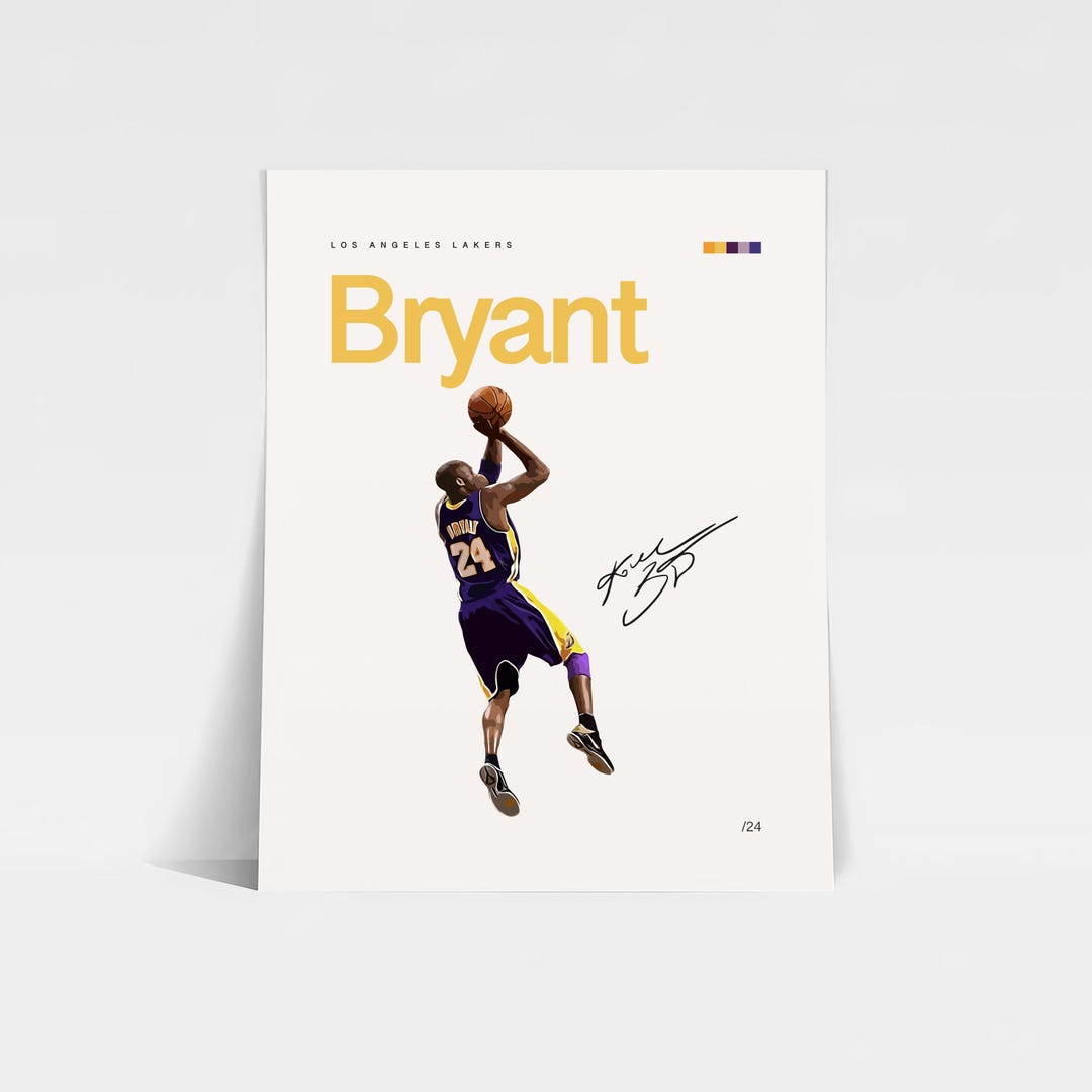 Kobe Bryant Poster, LA Lakers, NBA Poster Art Print, Basketball ...