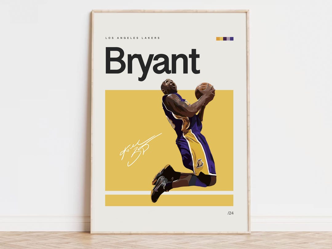 Kobe Bryant Poster, LA Lakers, NBA Poster Art Print, Basketball ...