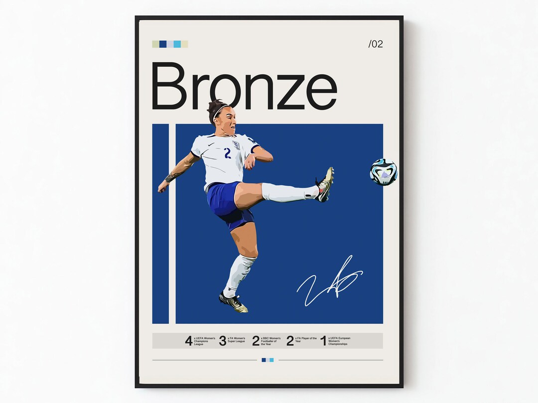 Lucy Bronze Poster, Lionesses, England Football Art Print, Women's ...
