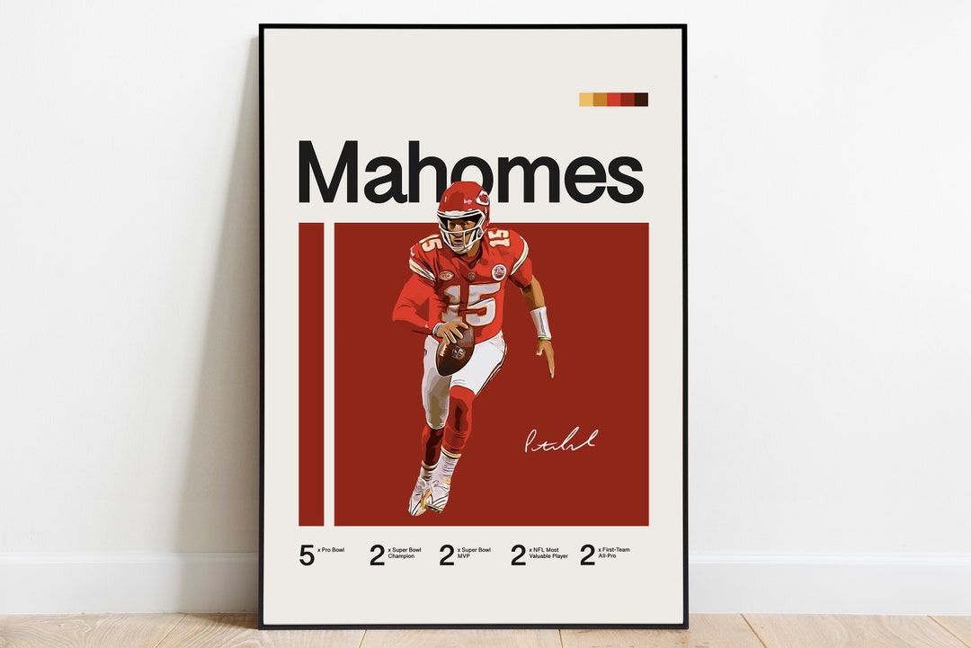 Patrick Mahomes Poster, Kansas City Chiefs NFL Poster Art Print ...