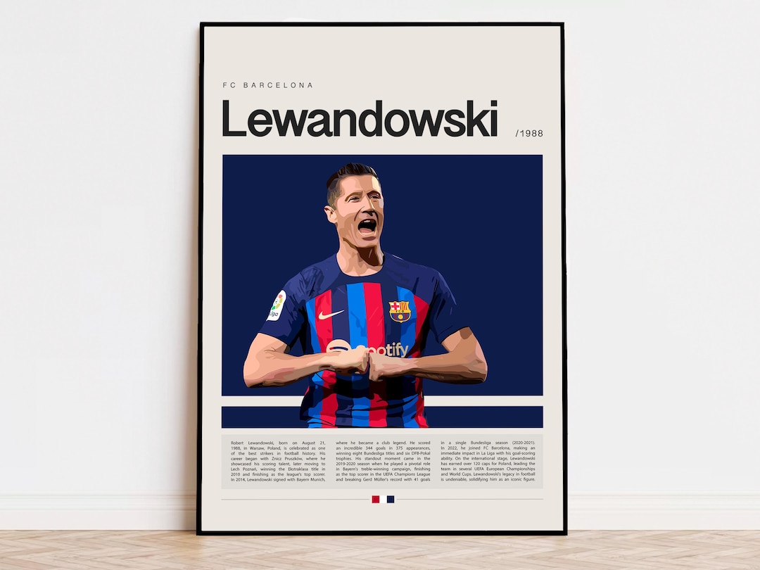 Robert Lewandowski Poster, Barcelona Poster, Soccer Gifts, Sports ...