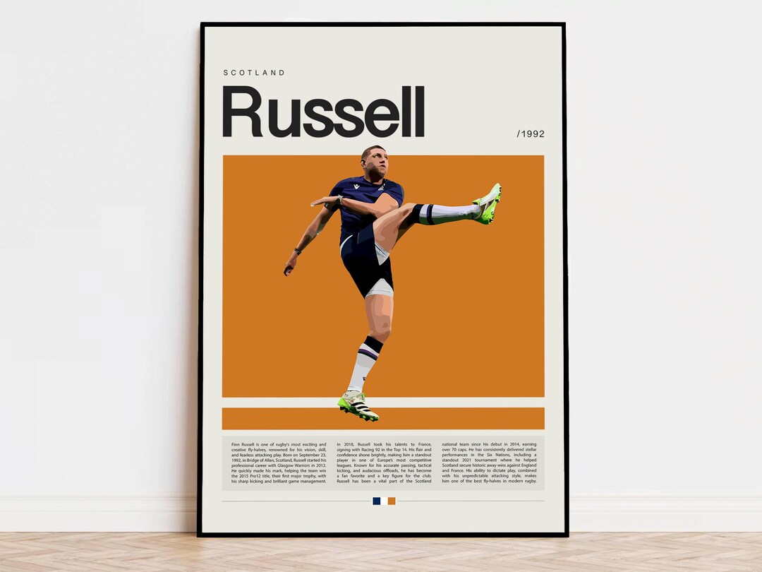 Finn Russell Poster, England Rugby Poster, Rugby Poster, Sports Poster ...