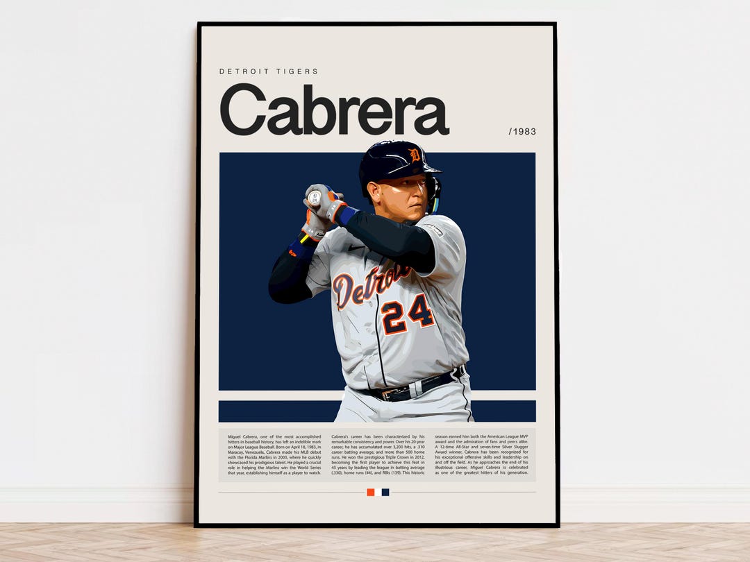 Miguel Cabrera Poster, Detroit Tigers, Baseball Prints, Sports Poster ...