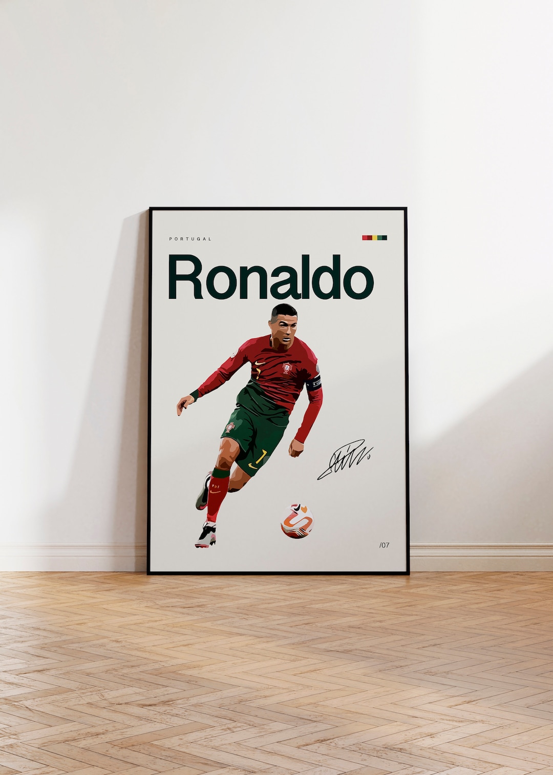 Cristiano Ronaldo Poster, Ronaldo Football Art Print, Football, Vintage ...