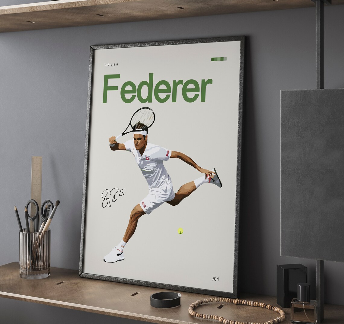 Roger Federer Poster, Tennis Poster Art Print, Tennis Fan, Tennis Print ...