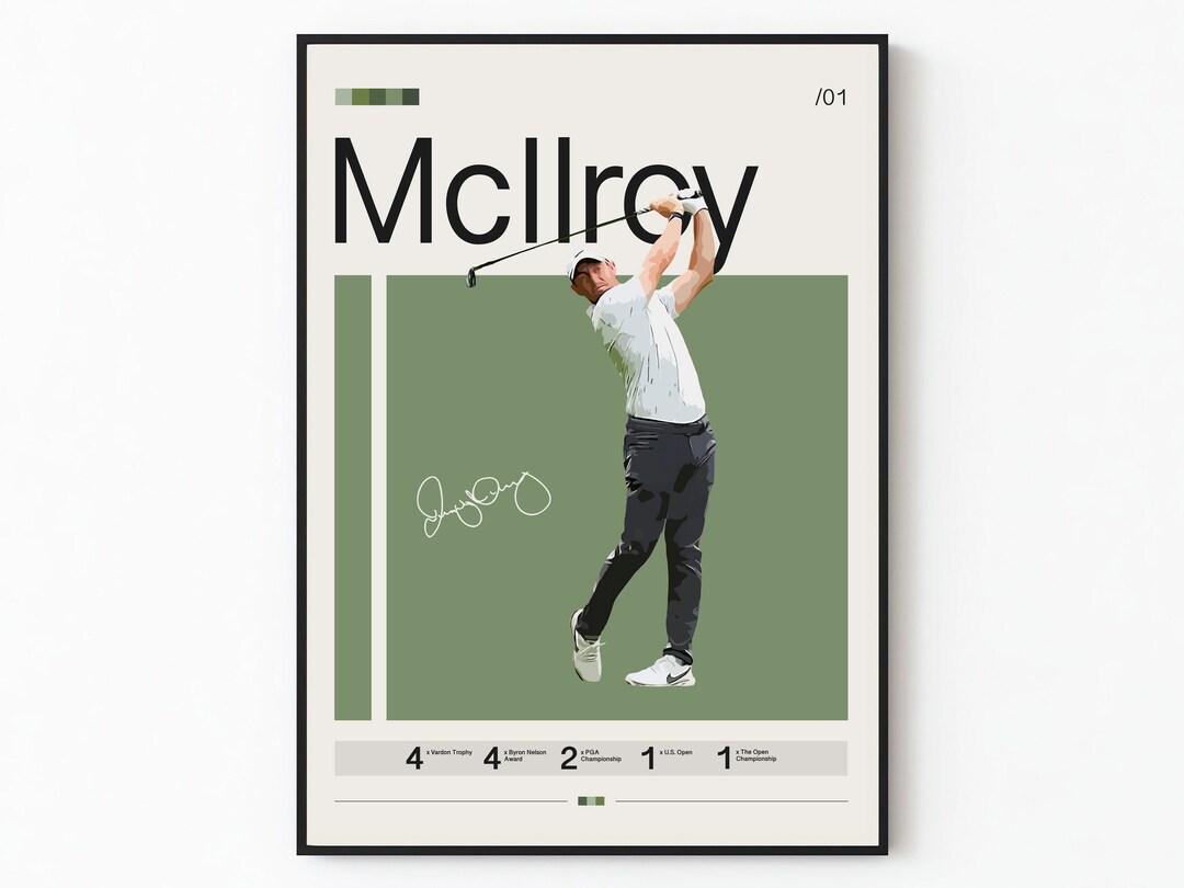 Rory Mcilroy Poster, Golf GPA Art Print, Golf Poster, Vintage Sports ...