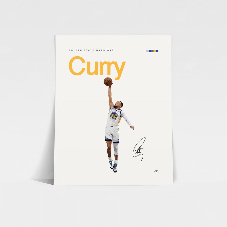 Steph Curry Poster, Golden State Warriors, NBA Poster Art Print ...