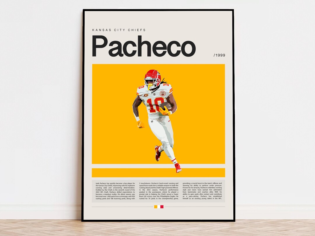 Isiah Pacheco Poster, Kansas City Chiefs, NFL Poster Art Print ...