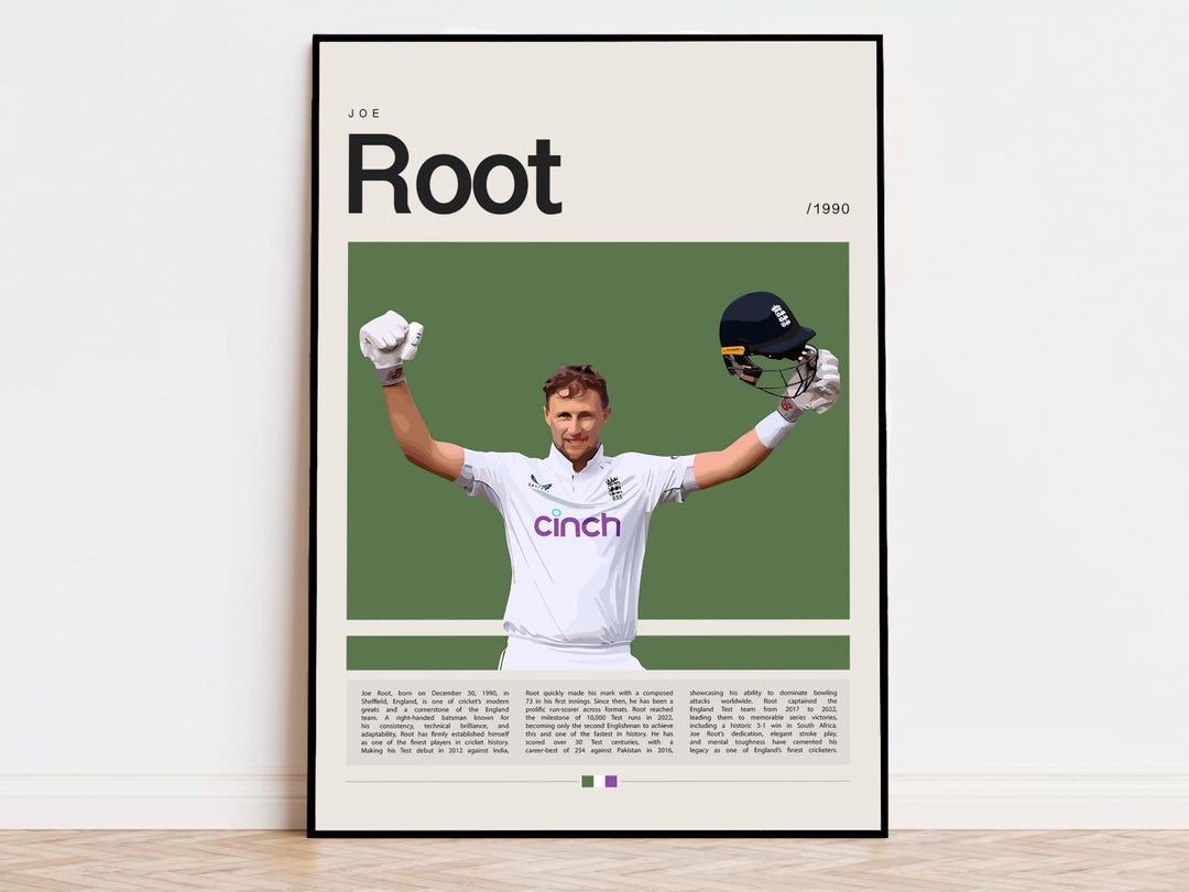 Joe Root Poster, Cricket Poster, England Cricket Team Wall Art, Cricket ...