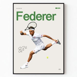 Roger Federer Poster, Tennis Poster Art Print, Tennis Fan, Tennis Print ...