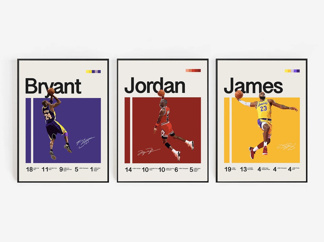 Set of 3 Poster, Michael Jordan Poster, Lebron James Poster, Kobe ...