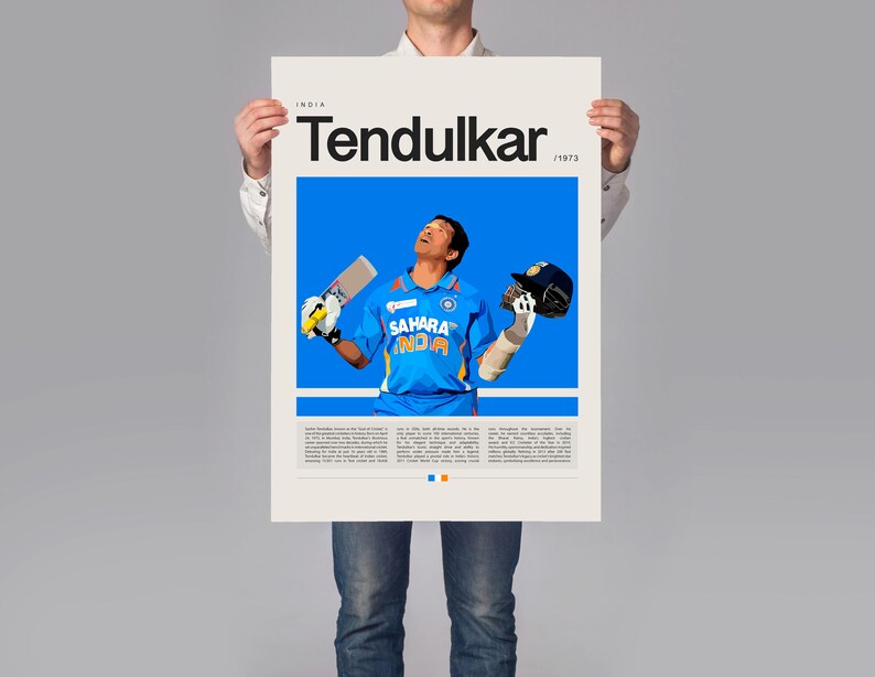 Sachin Tendulkar Poster, Cricket Poster, Indian Cricket Team Wall Art ...