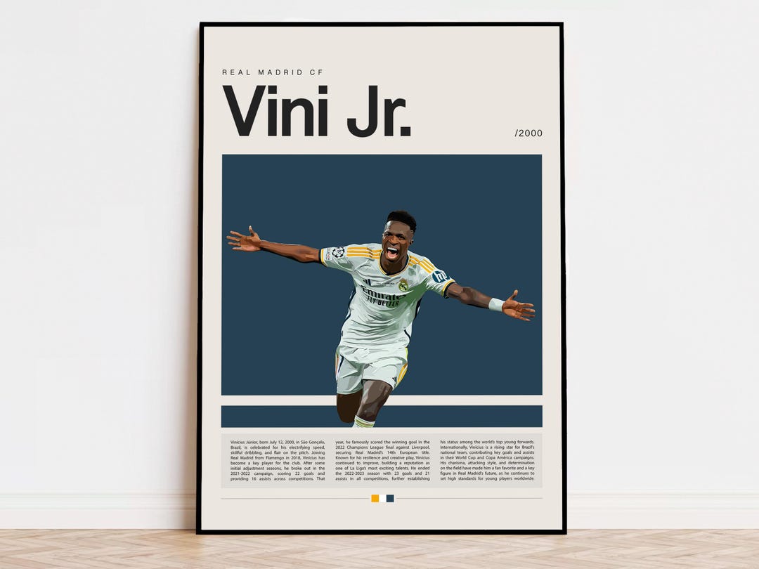 Vinicius Junior Poster, Real Madrid Poster, Soccer Gifts, Sports Poster ...