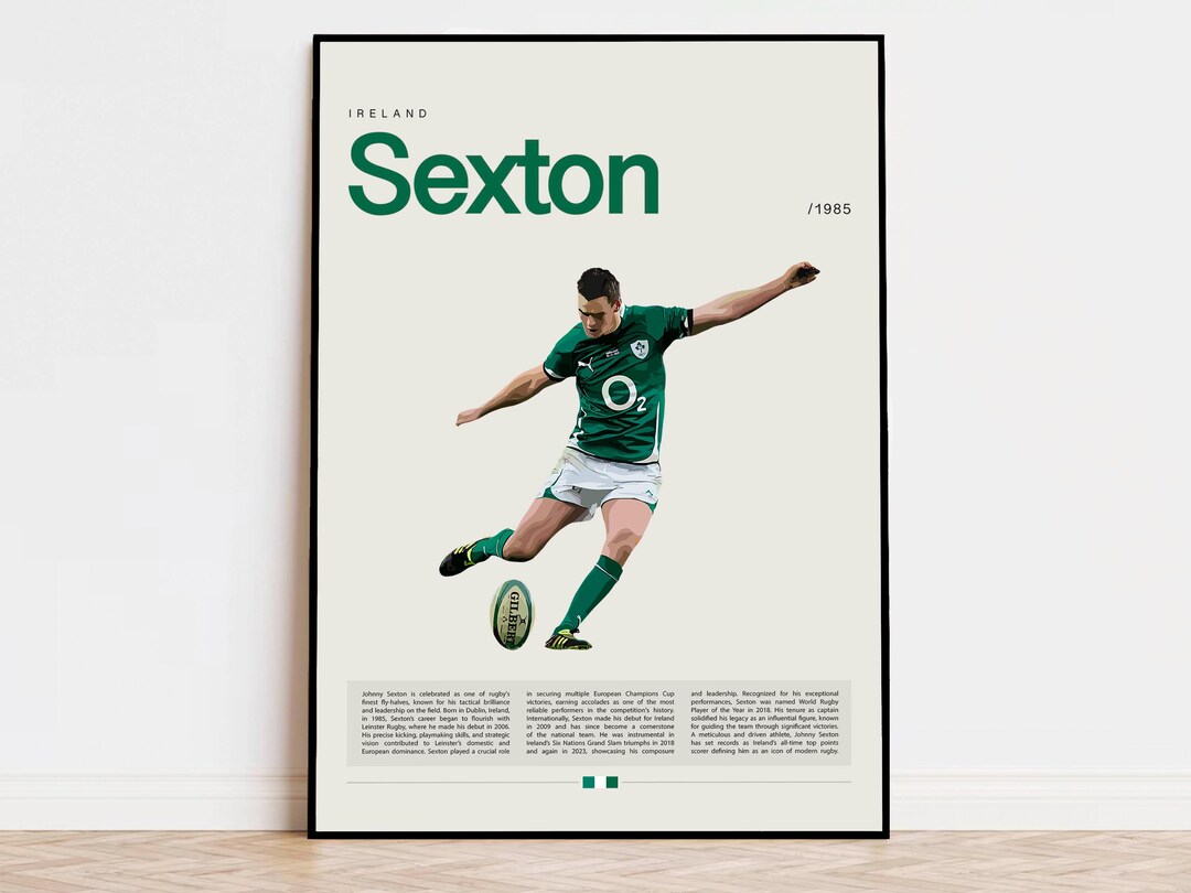 Johnny Sexton Poster, Irish Poster, Rugby Poster, Sports Poster, Rugby ...