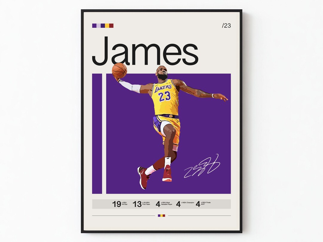 Lebron James Poster, LA Lakers, NBA Poster Art Print, Basketball ...