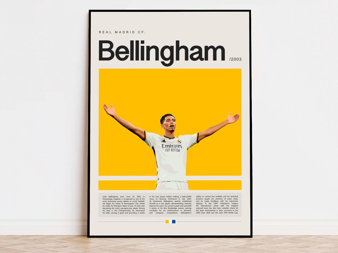 Jude Bellingham Poster, Real Madrid Poster, Soccer Gifts, Sports Poster ...