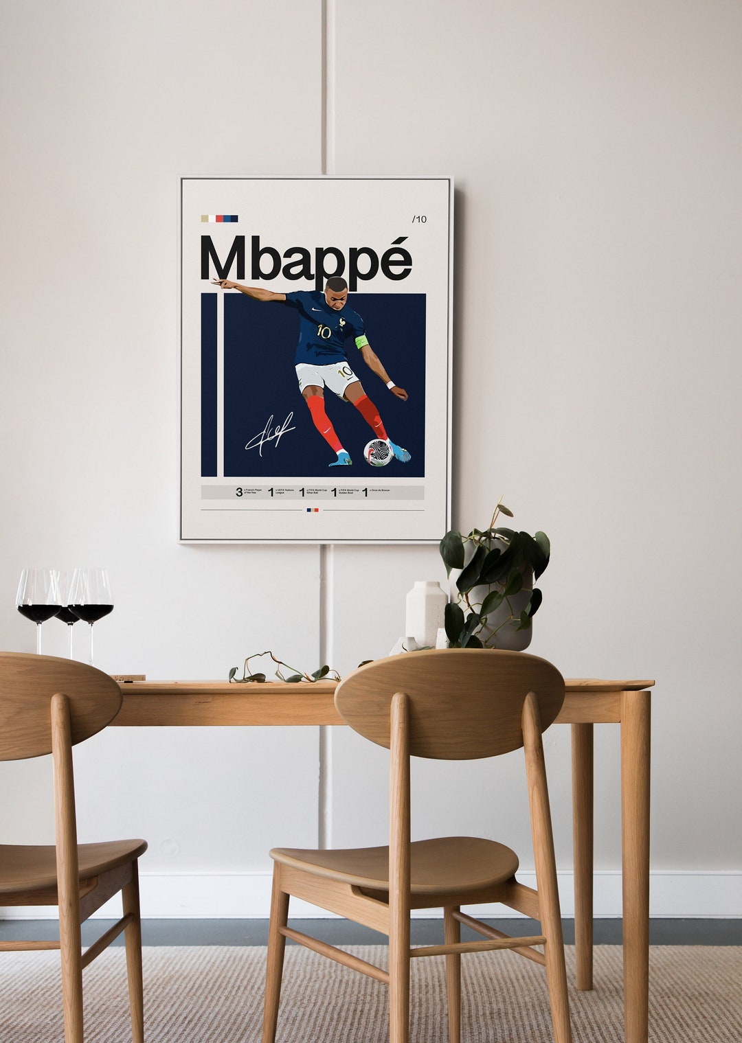 Kylian Mbappé Poster, Mbappe Football Art Print, Football, Vintage ...