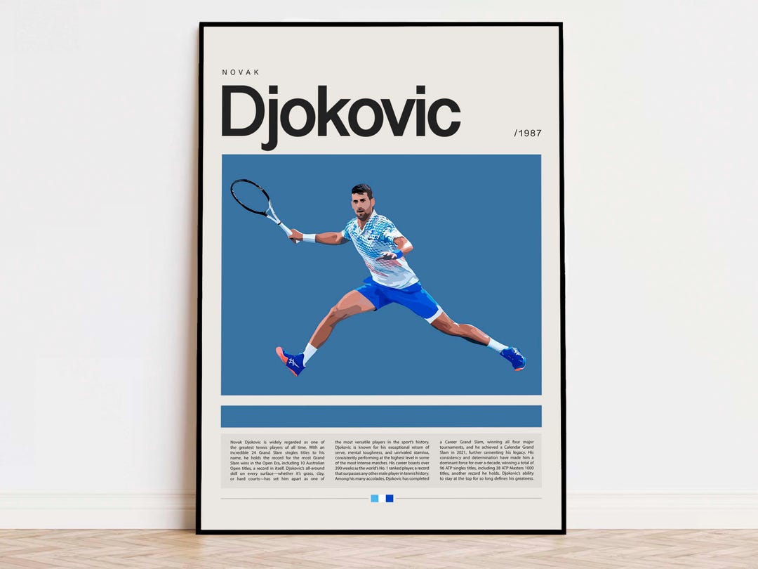 Novak Djokovic Poster, Tennis Poster Art Print, Tennis Fan, Tennis ...