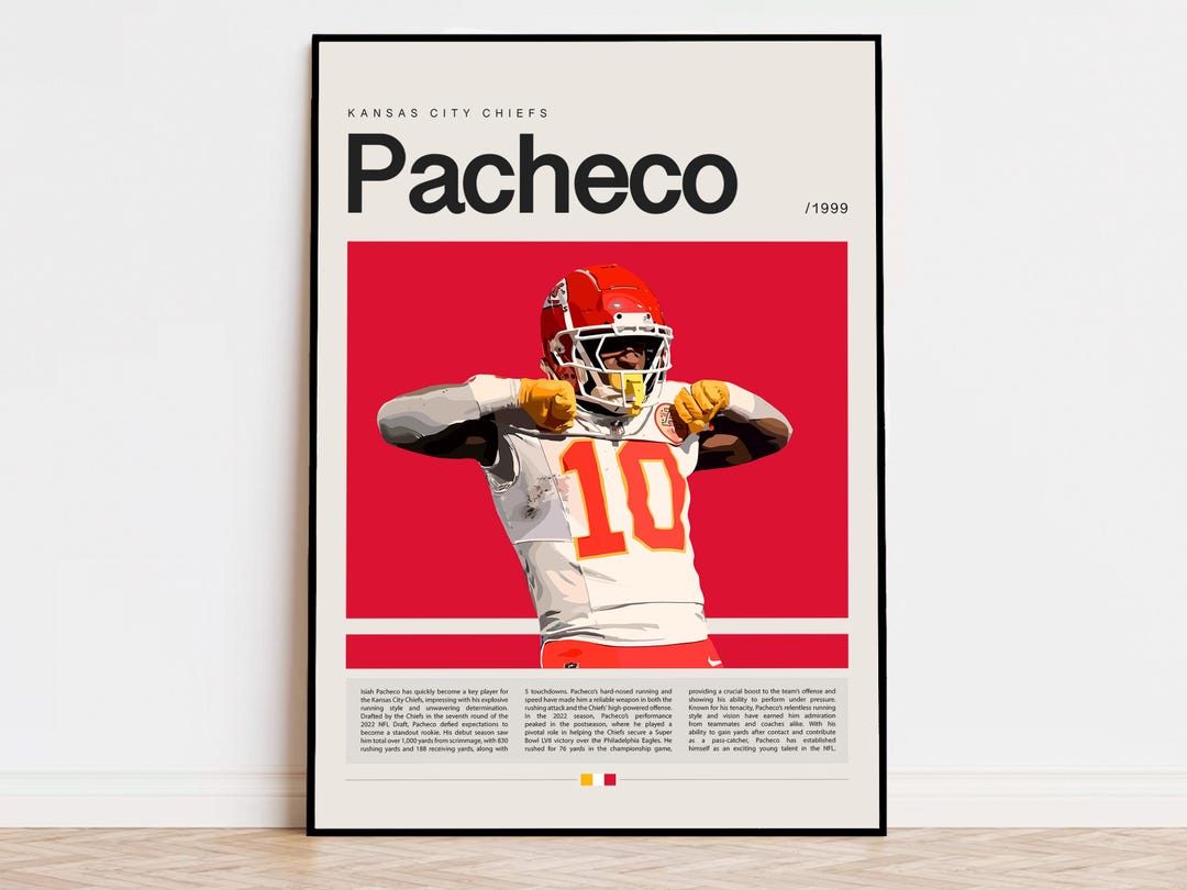 Isiah Pacheco Poster, Kansas City Chiefs, NFL Poster Art Print ...