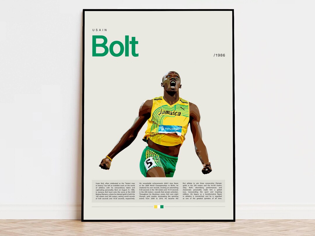 Usain Bolt Poster, Running Poster Art Print, Running Fan, Runners Print, Runner Wall Art ...