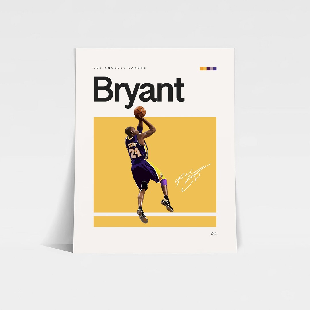 Kobe Bryant Poster, LA Lakers, NBA Poster Art Print, Basketball ...