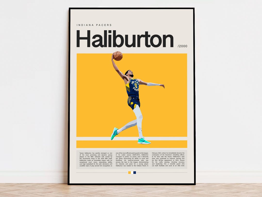 Tyrese Haliburton Poster, Indiana Pacers Poster, NBA Poster, Sports ...