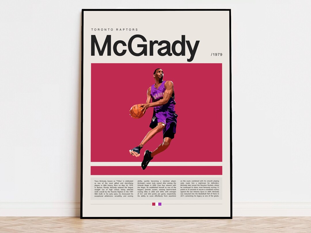 Tracy Mcgrady Poster, Toronto Raptors, NBA Poster Art Print, Basketball ...