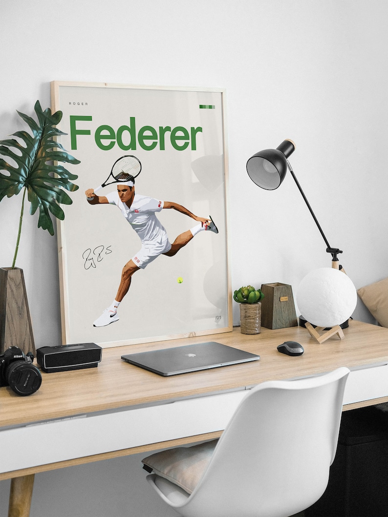 Roger Federer Poster, Tennis Poster Art Print, Tennis Fan, Tennis Print ...