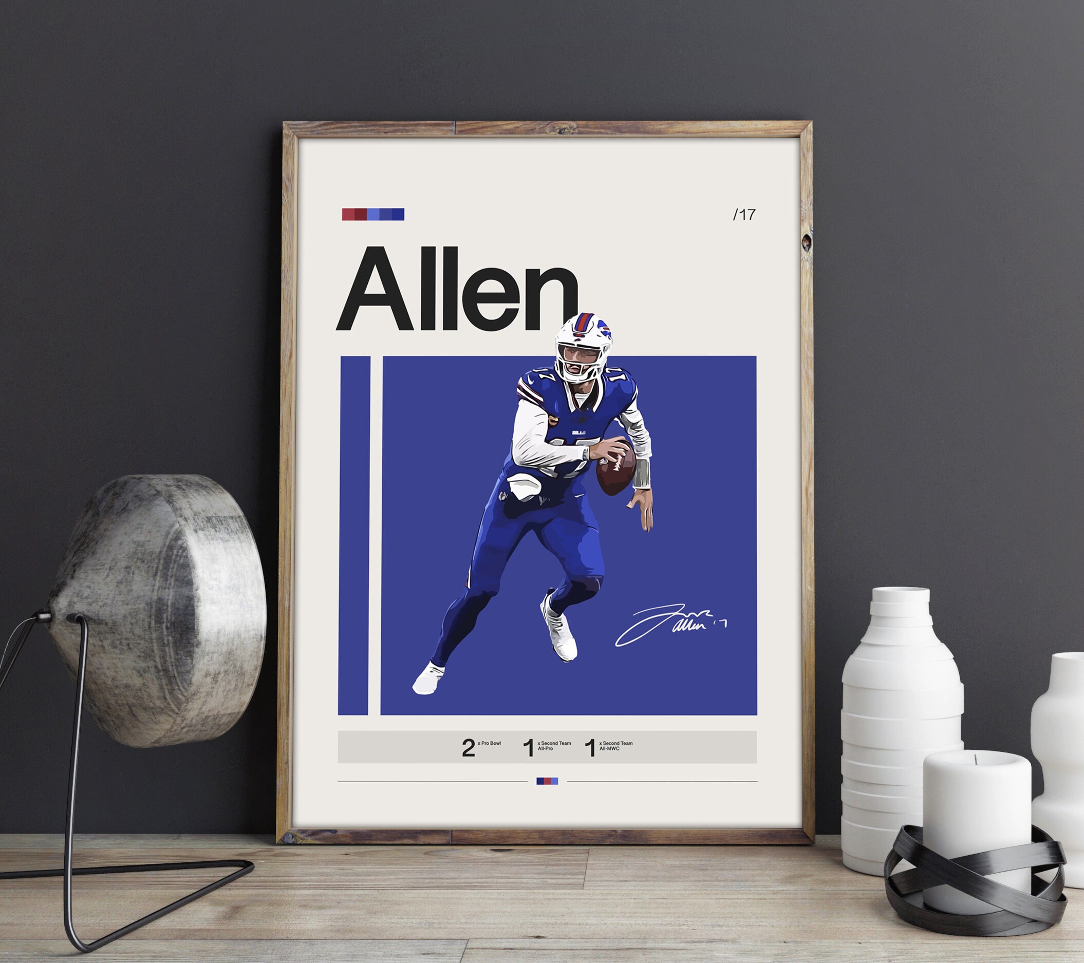 Josh Allen Poster, Buffalo Bills, NFL Poster Art Print, American ...