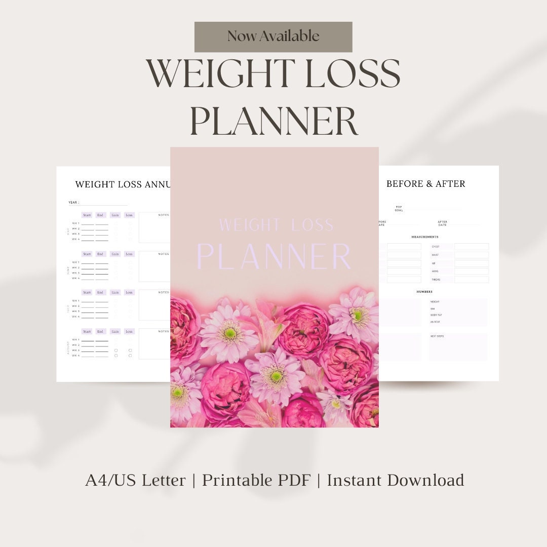 Weight Loss Tracker Printable | Digital Fitness Goal Journal | Weight ...