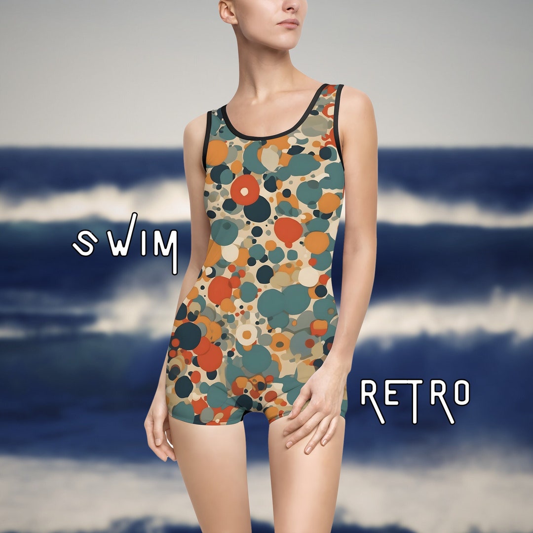 Boho Polka Dot Swimsuit, Women's Vintage Swimsuit, Retro Bathing Suit ...
