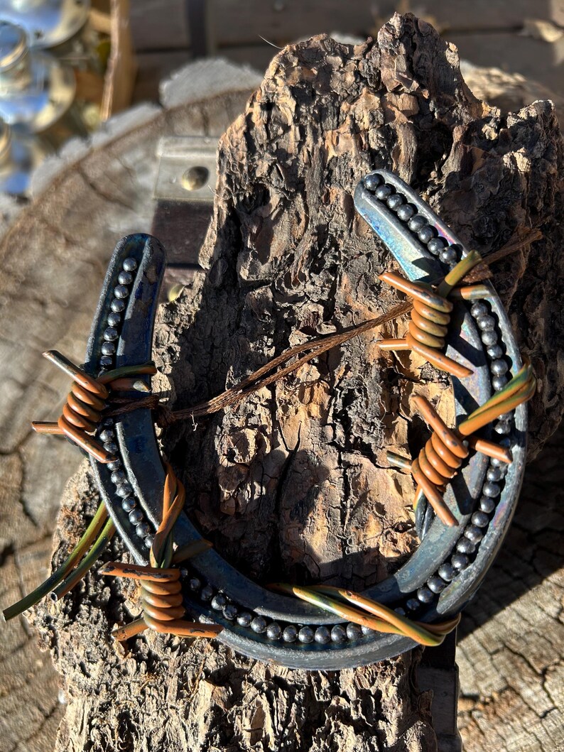 Horseshoe Wall Art. Hematite and Faux Barbed Wire. - Etsy