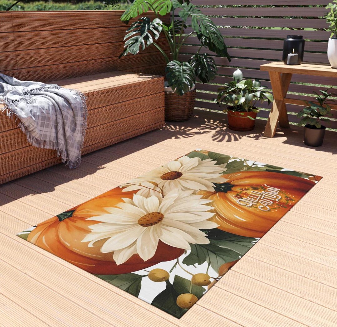 Hello Autumn Outdoor Mat, Front Door Mat, Pumpkin Outdoor Mat, Front ...