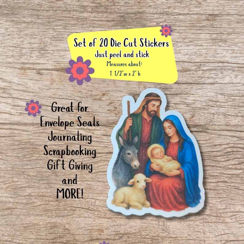 Christmas Stickers, Christmas Nativity Stickers: Mary, Joseph and Baby ...