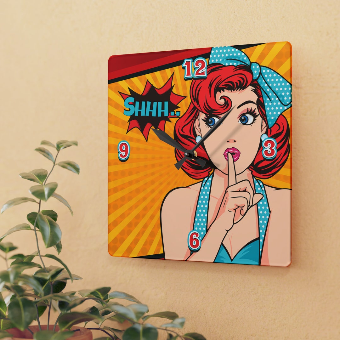 Pop Art Acrylic Clock, Pop Art Kitchen Clock, Pop Art Wall Clock, Pop ...