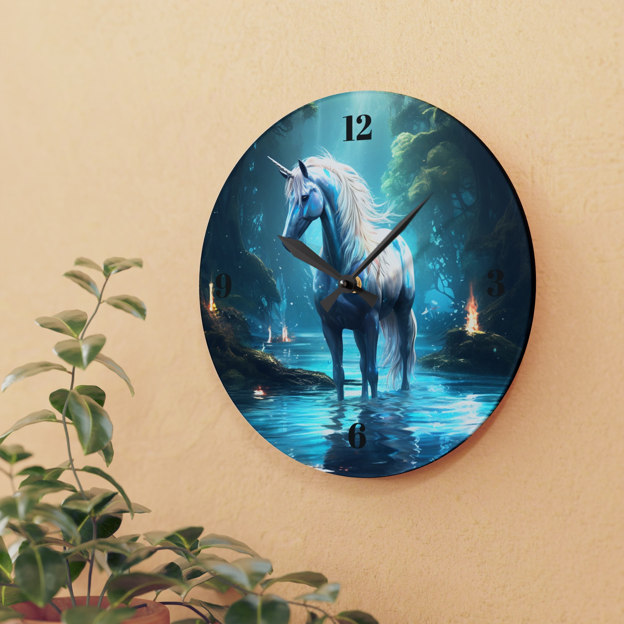 Unicorn Wall Clock, Unicorn Wall Decor, Unicorn Clock, Unicorn Fantasy Decor, Unicorn Acrylic ...