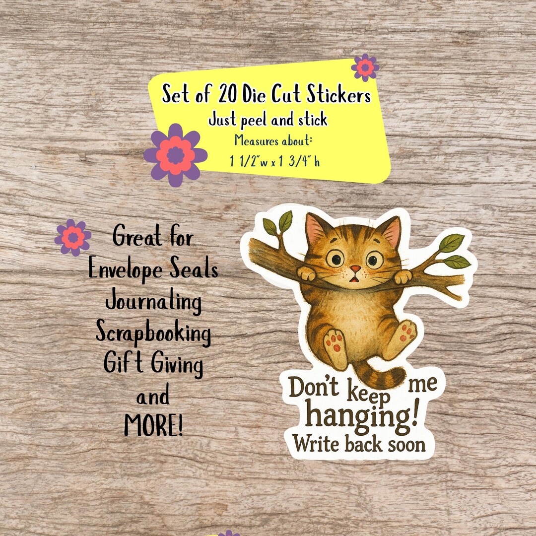 Cat Stickers, Set of 20, Pen Pal Seals - Etsy