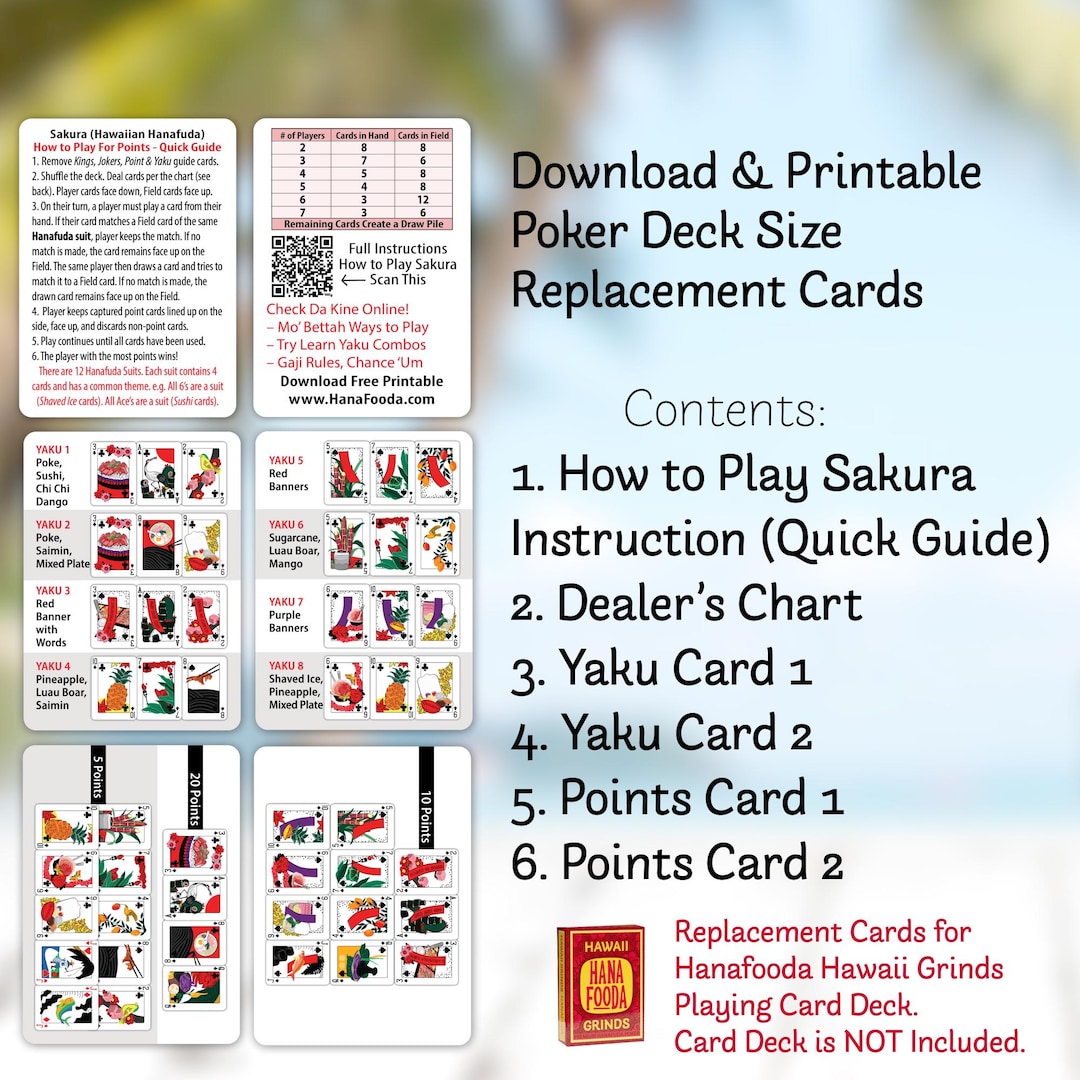 Sakura Printable Backup Bundle – Points & Yaku Guide | Dealer Table Cheat Sheet, How to Play ...